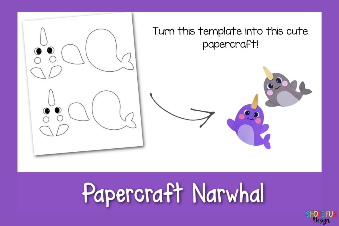 Narwhal Papercraft Template With Directions - Etsy