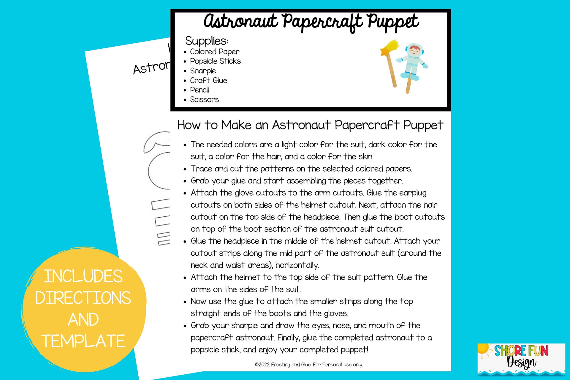 Astronaut Puppet Template