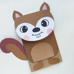 Squirrel Paper Bag Puppet Craft Template With Directions - Etsy