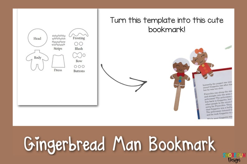 Gingerbread Man Bookmark Craft Template With Directions - Etsy