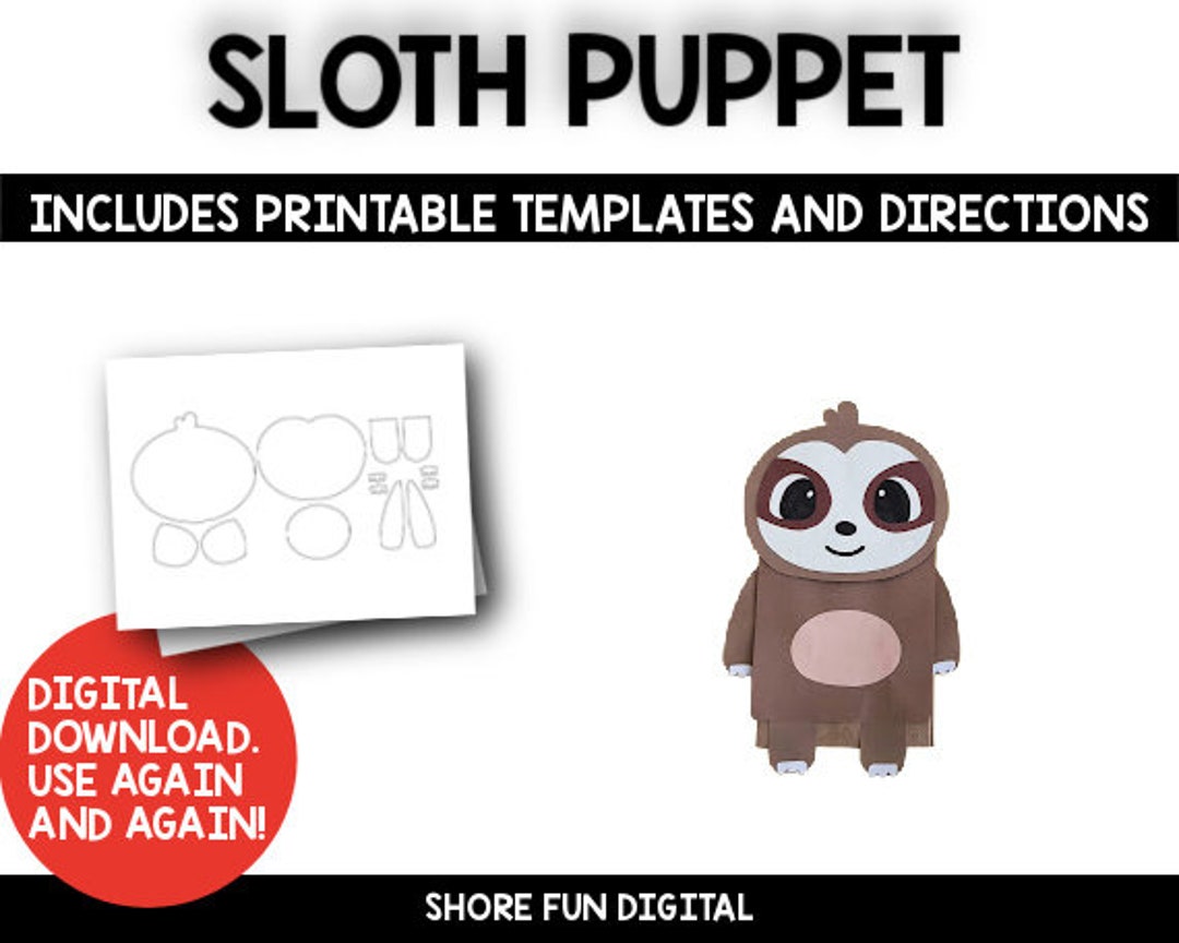 Sloth Paper Bag Puppet Craft Template With Directions - Etsy