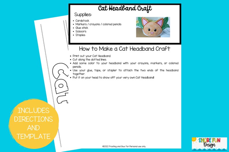 Cat Headband Craft Template With Directions - Etsy