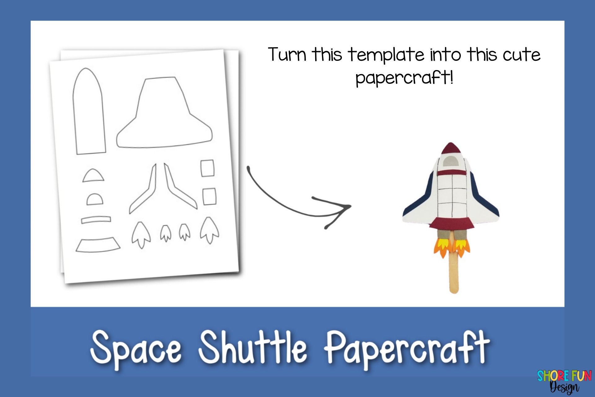 Space Shuttle Papercraft Template With Directions - Etsy