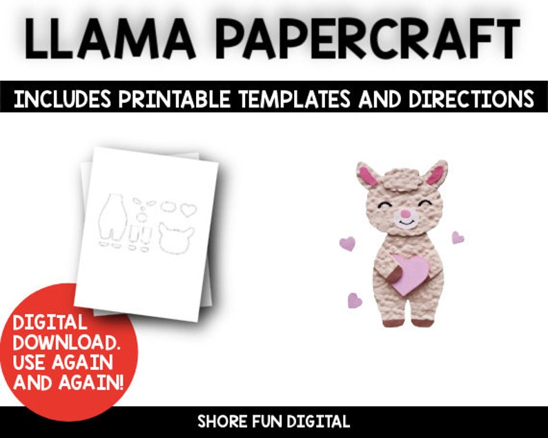 Llama Papercraft Template With Directions - Etsy