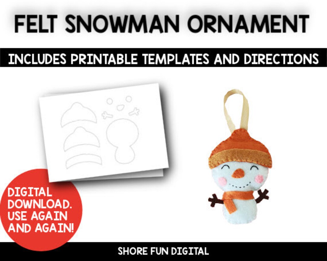 Felt Snowman Ornament Craft Template With Directions - Etsy