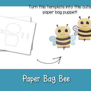 Bee Paper Bag Puppet Craft Template With Directions - Etsy