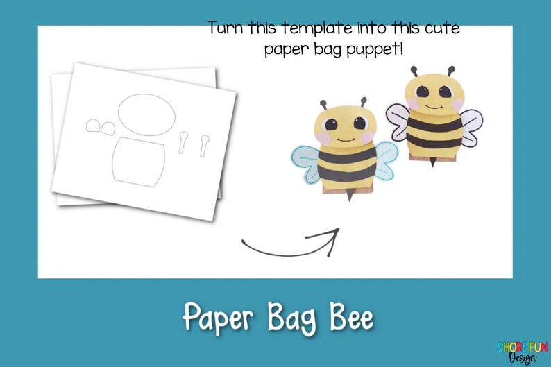 Bee Paper Bag Puppet Craft Template With Directions - Etsy