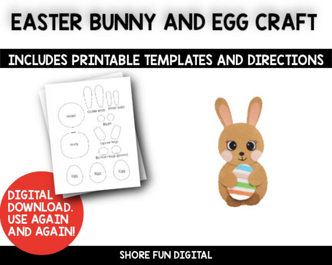 Easter Bunny and Egg Craft Template With Directions - Etsy