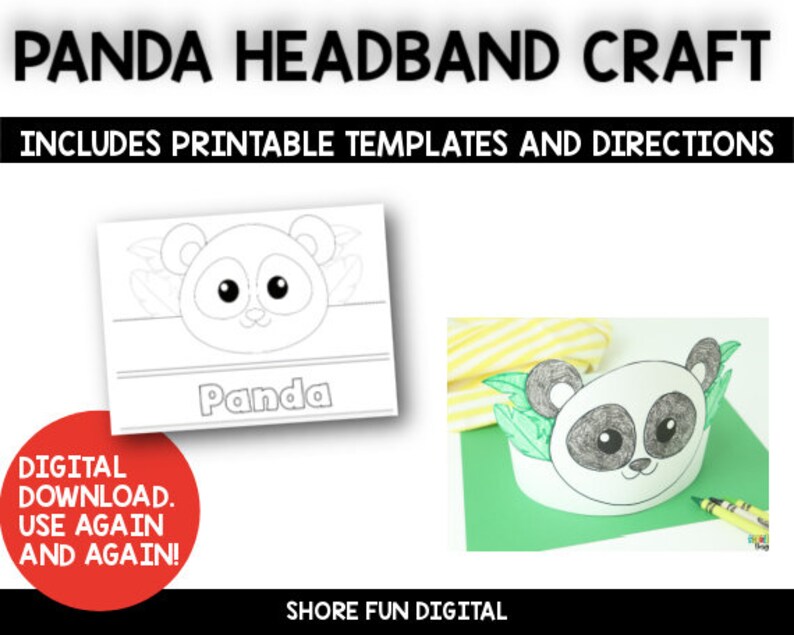 Panda Headband Papercraft Template With Directions - Etsy