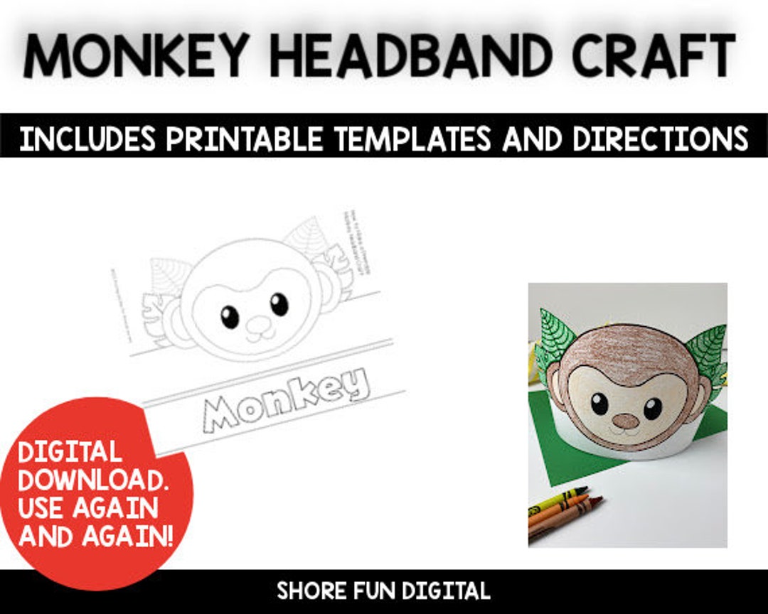 Monkey Headband Craft Template With Directions - Etsy