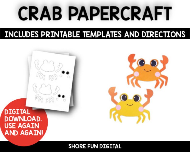Crab Papercraft Template With Directions - Etsy