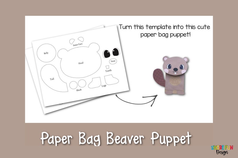 Beaver Paper Bag Puppet Template With Directions - Etsy