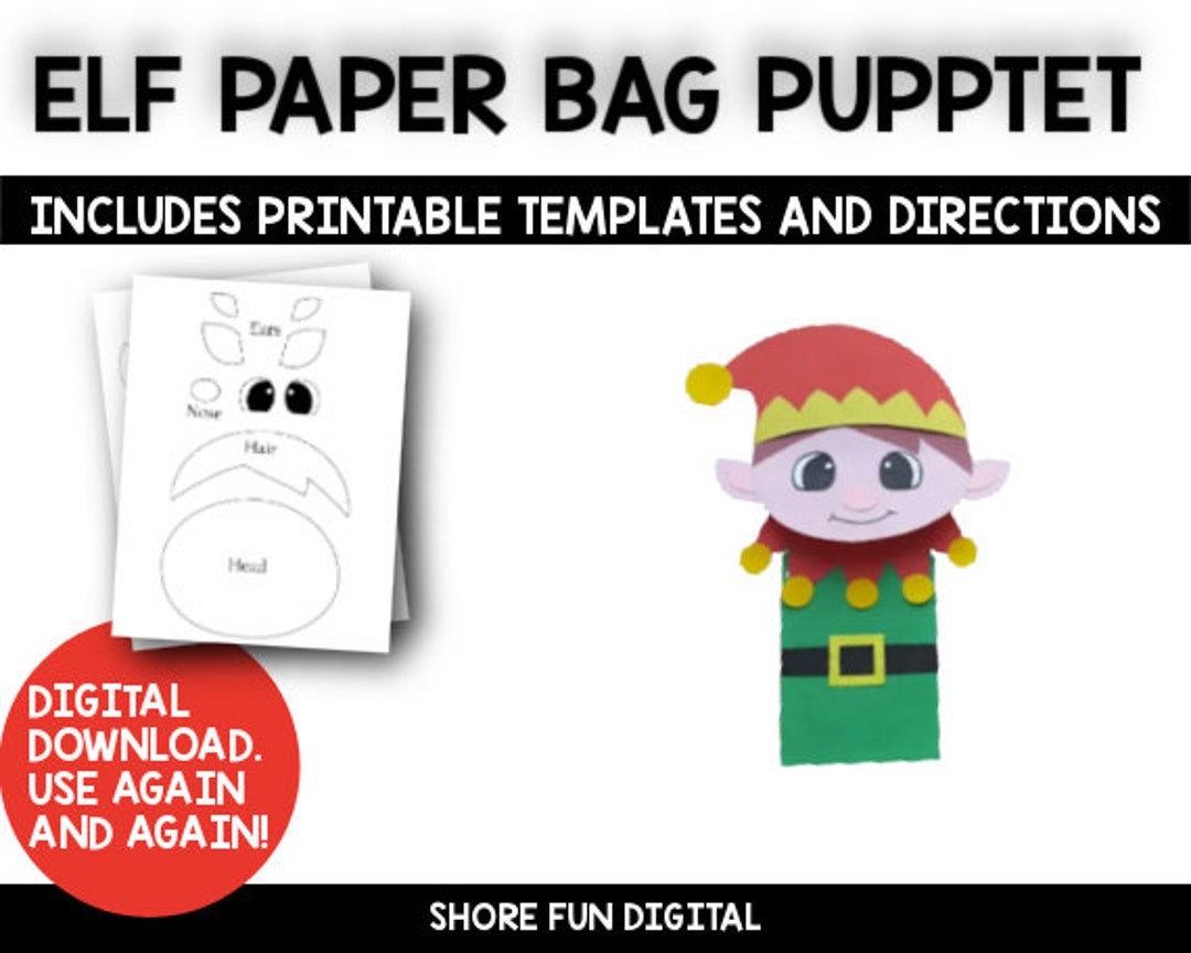 Elf Paper Bag Puppet Craft Template With Directions - Etsy