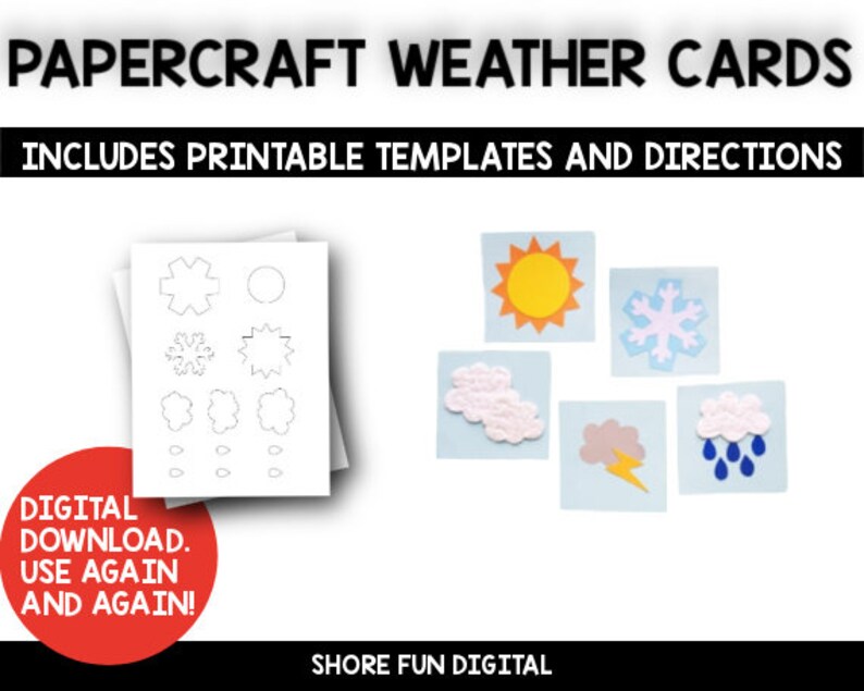 Papercraft Weather Cards Template With Directions - Etsy