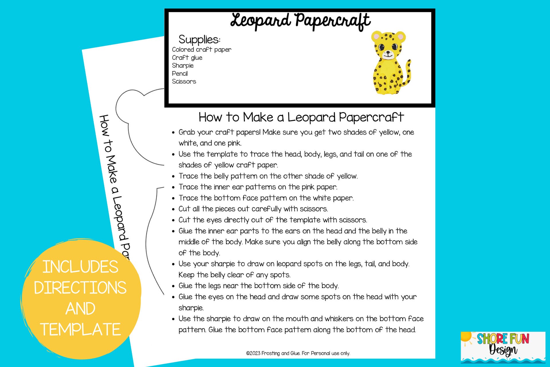 Leopard Papercraft Template With Directions - Etsy