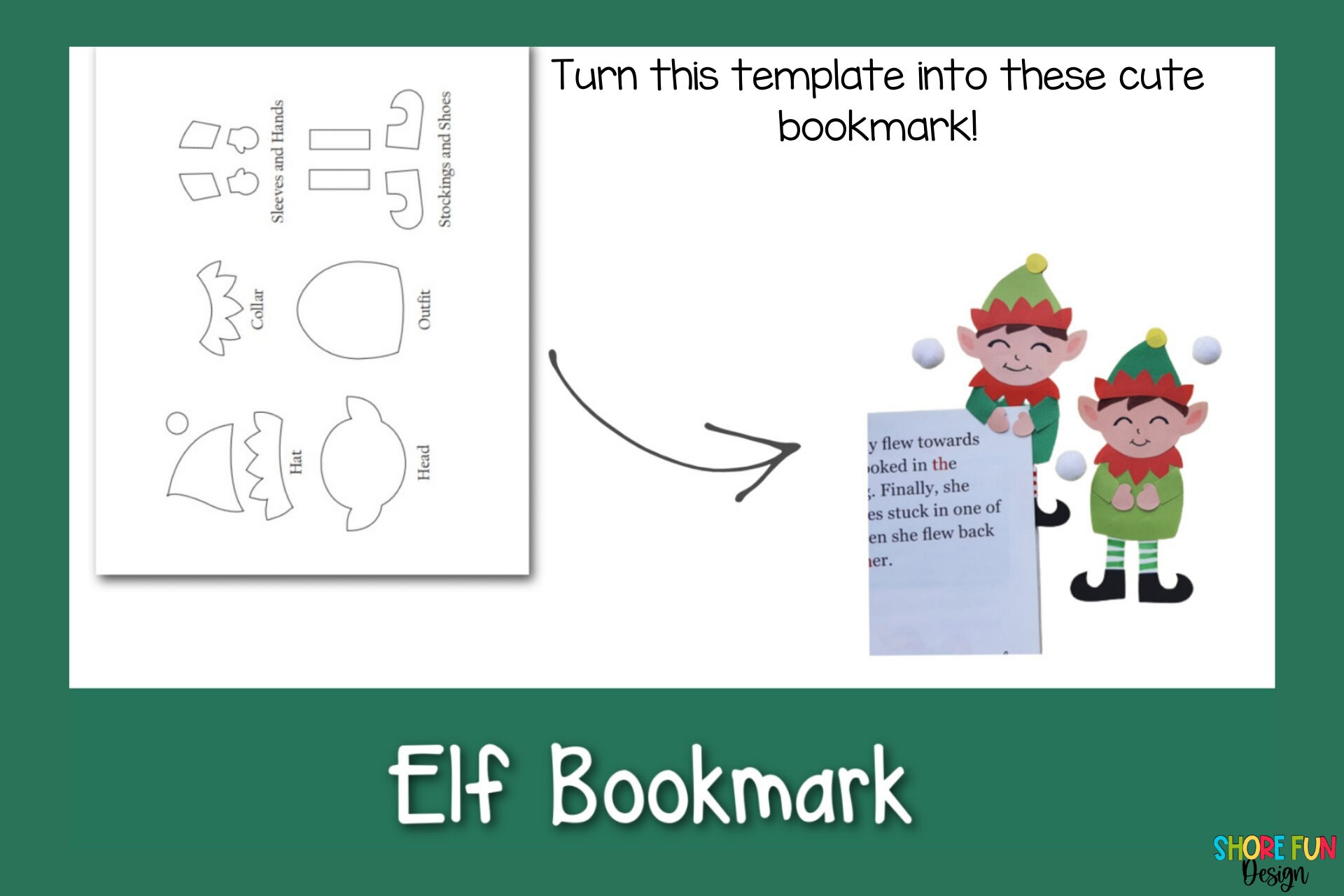 Elf Bookmark Craft Template With Directions - Etsy