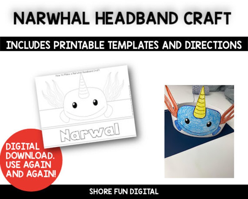 Narwhal Headband Papercraft Template With Directions - Etsy
