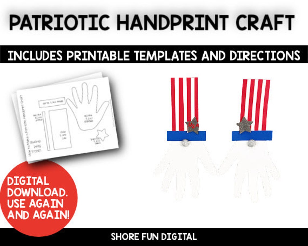 Patriotic Handprint Papercraft Template With Directions - Etsy