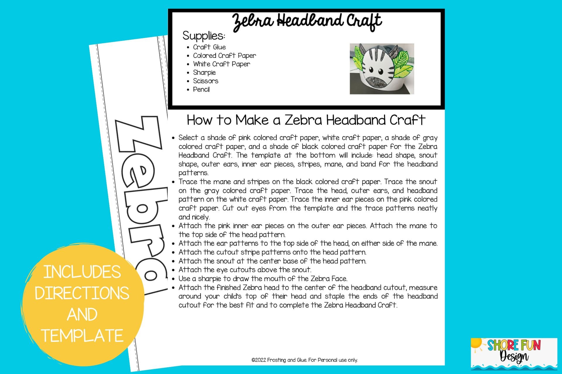 Zebra Headband Papercraft Template With Directions - Etsy