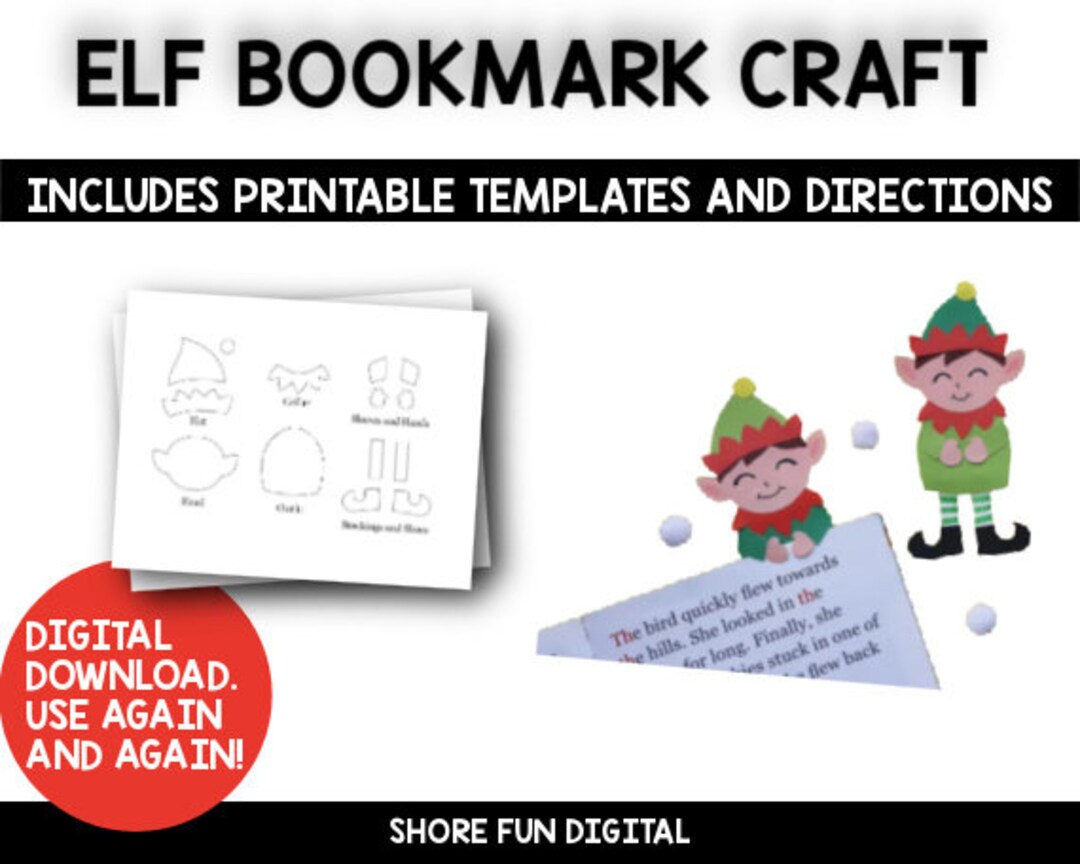 Elf Bookmark Craft Template With Directions - Etsy
