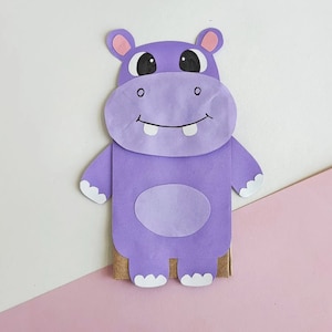 Hippo Paper Bag Puppet Craft Template With Directions - Etsy