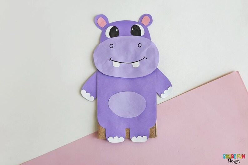 Hippo Paper Bag Puppet Craft Template With Directions - Etsy