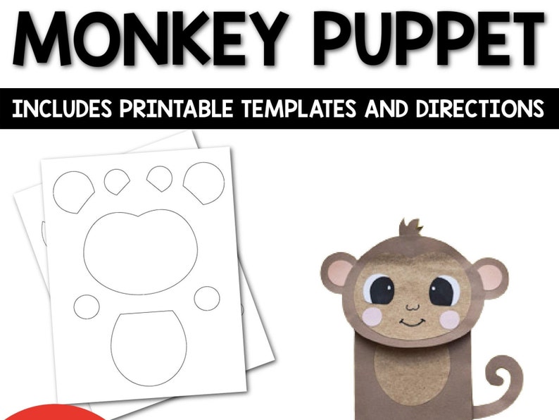 Monkey Paper Bag Puppet Template With Directions - Etsy