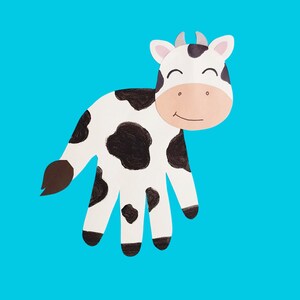 Cow Handprint Puppet Craft Template With Directions - Etsy