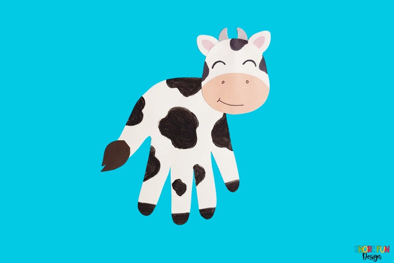 Cow Handprint Puppet Craft Template With Directions - Etsy