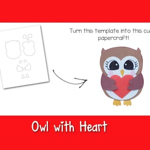 Owl With Heart Papercraft Template With Directions - Etsy