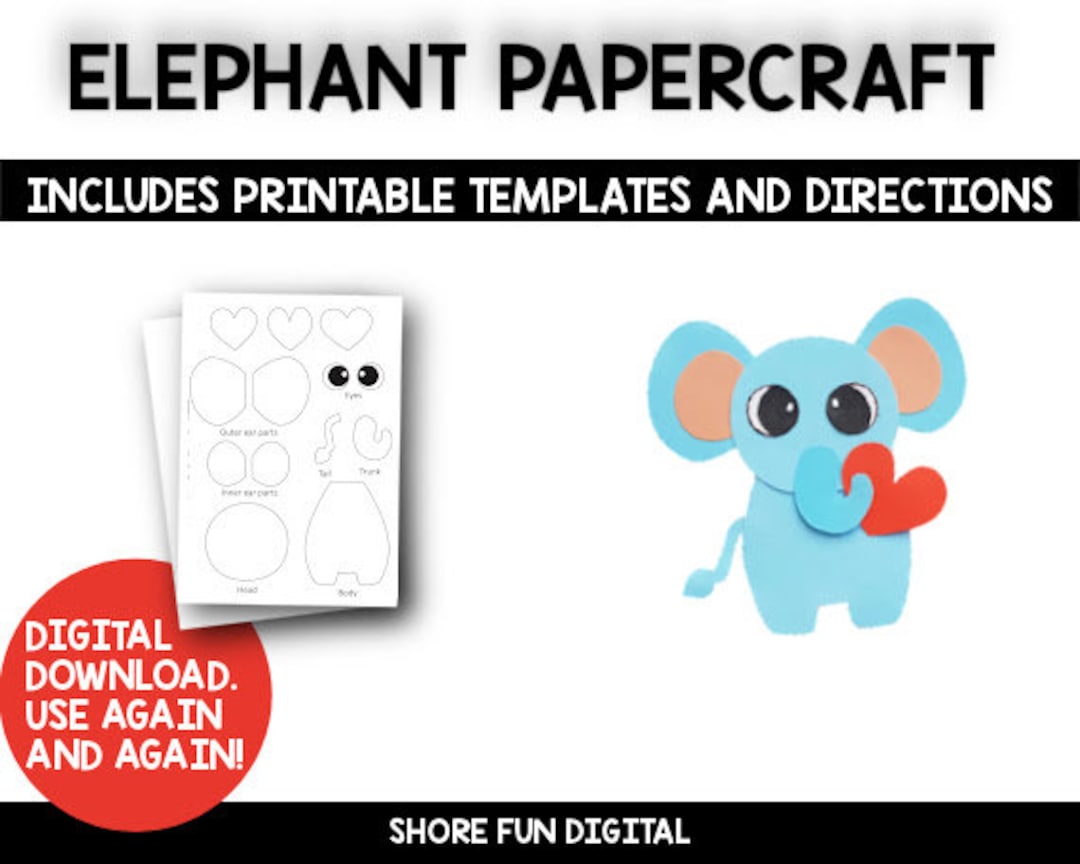 Elephant Papercraft Template With Directions - Etsy