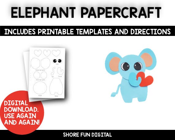 Elephant Papercraft Template With Directions - Etsy