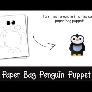 Penguin Paper Bag Puppet Craft Template With Directions - Etsy