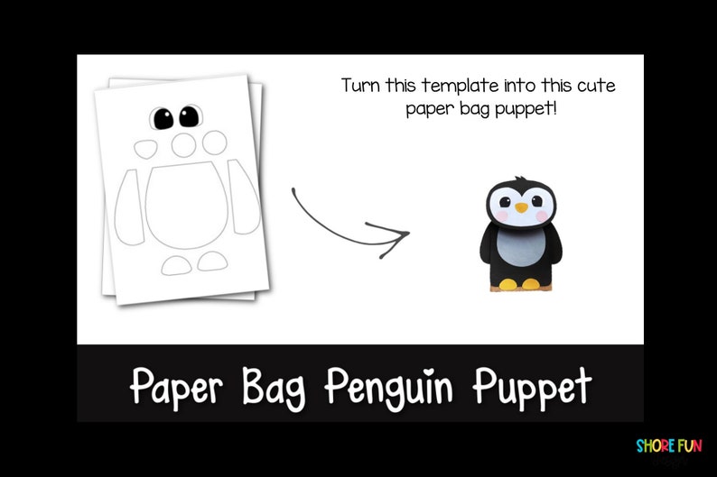 Penguin Paper Bag Puppet Craft Template With Directions - Etsy