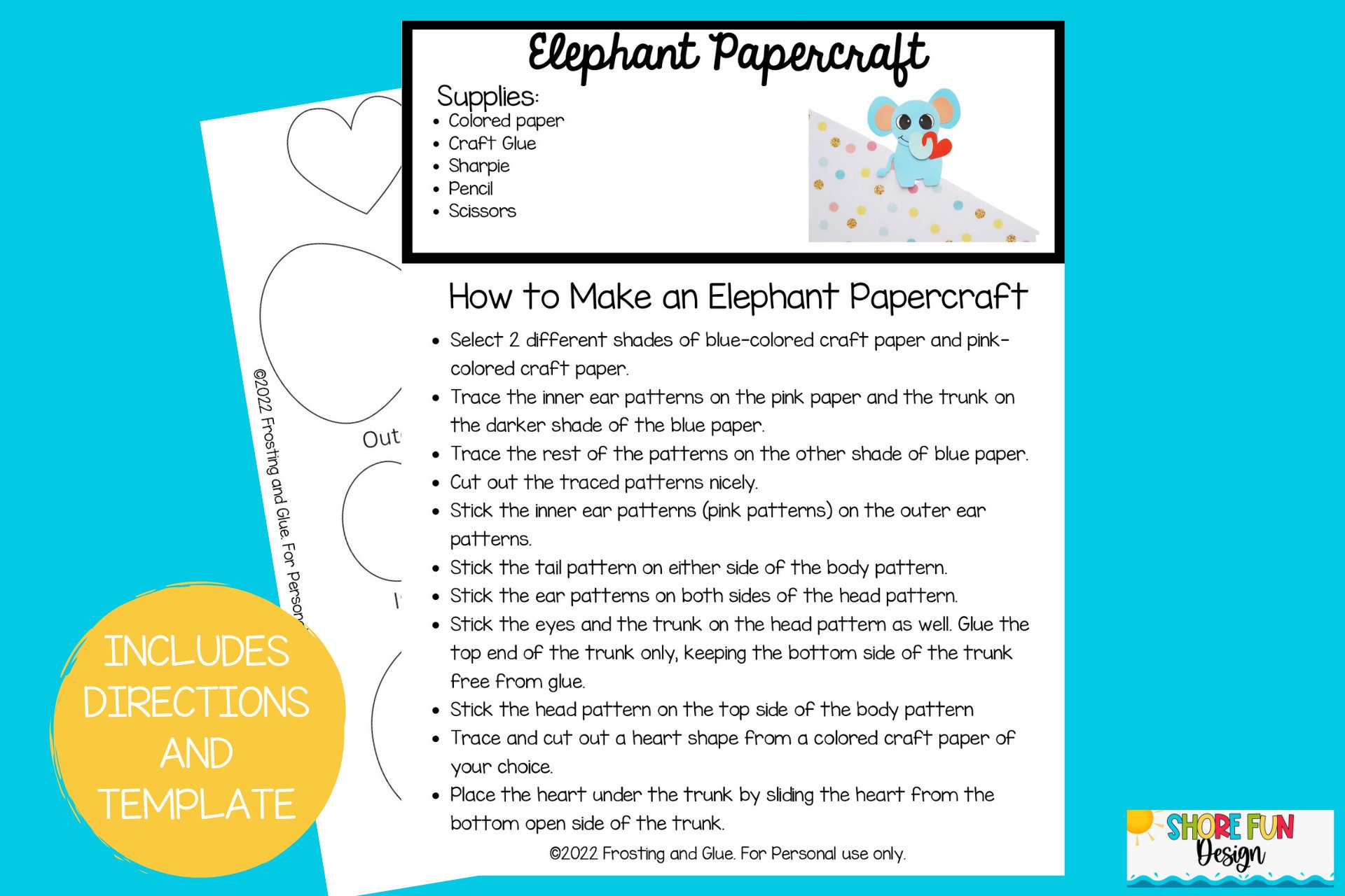 Elephant Papercraft Template With Directions - Etsy