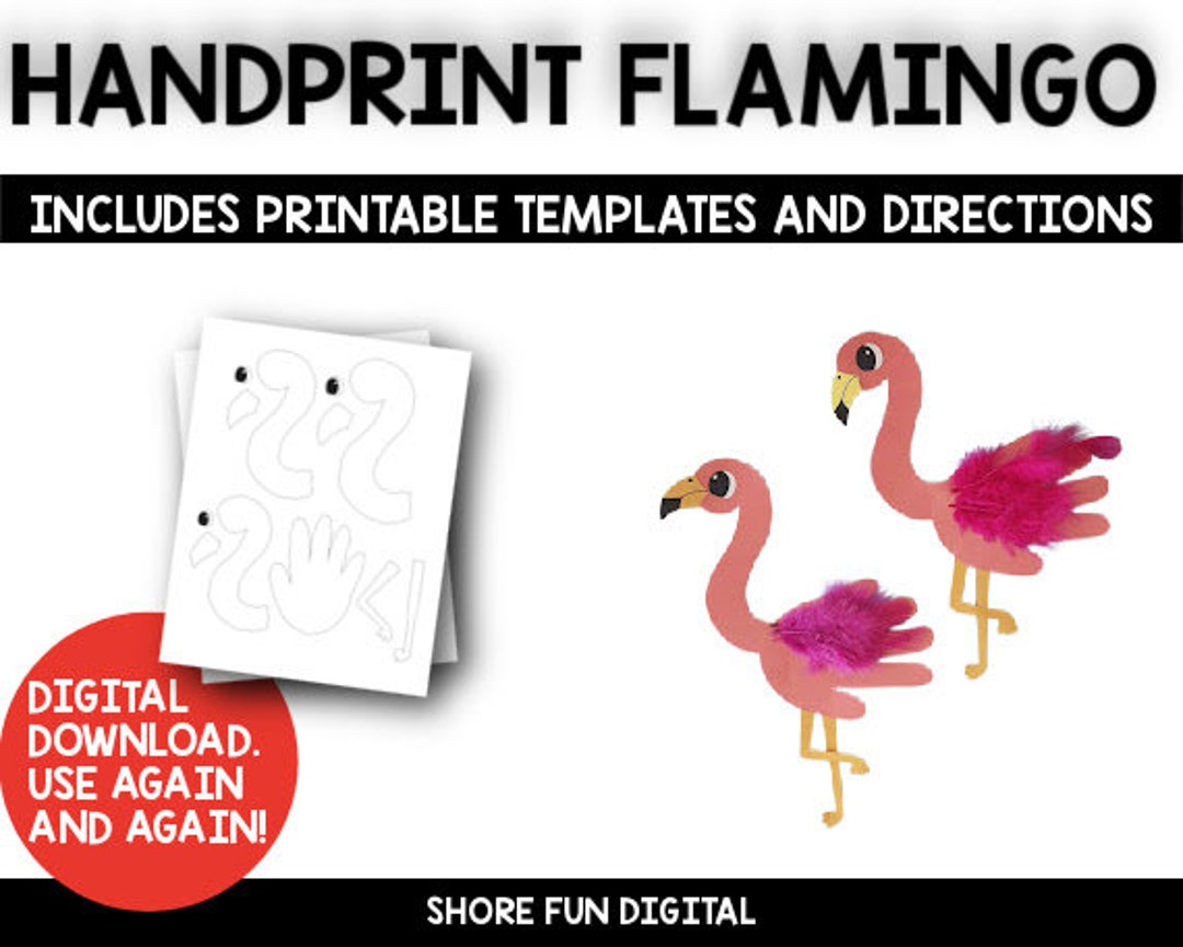 Handprint Flamingo Craft Template With Directions - Etsy
