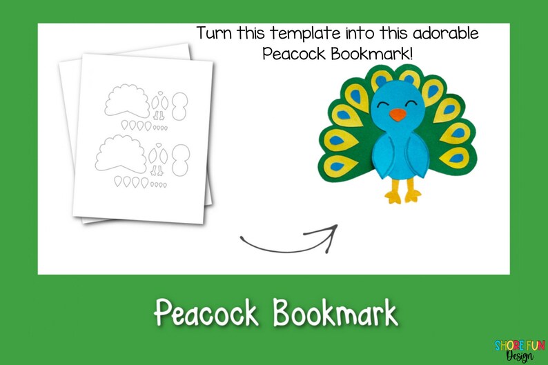 Peacock Bookmark Craft Template With Directions - Etsy