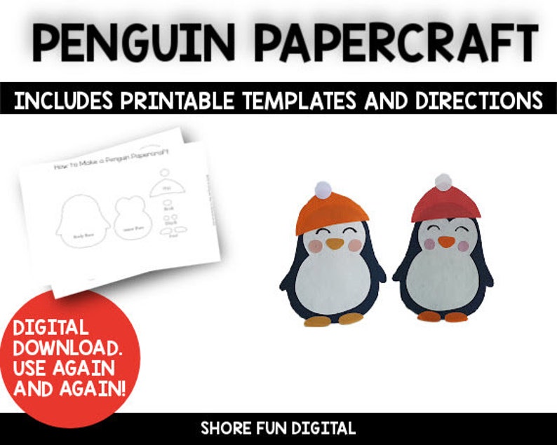 Penguin Papercraft Template With Directions - Etsy