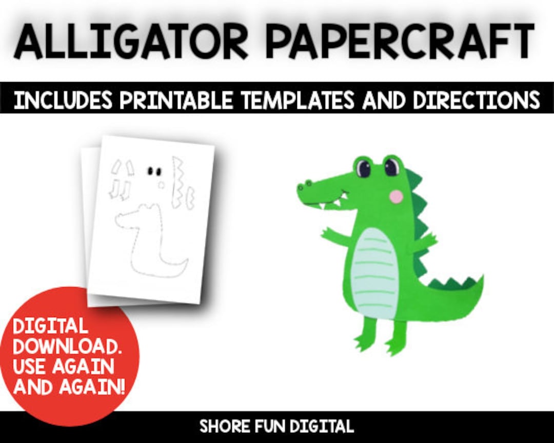 Alligator Papercraft Template With Directions - Etsy