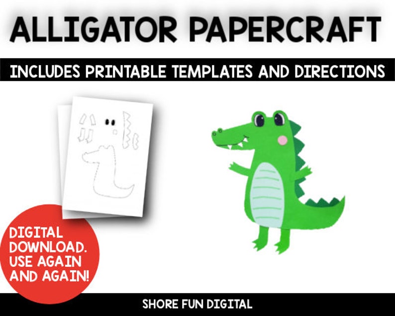 Alligator Papercraft Template With Directions - Etsy