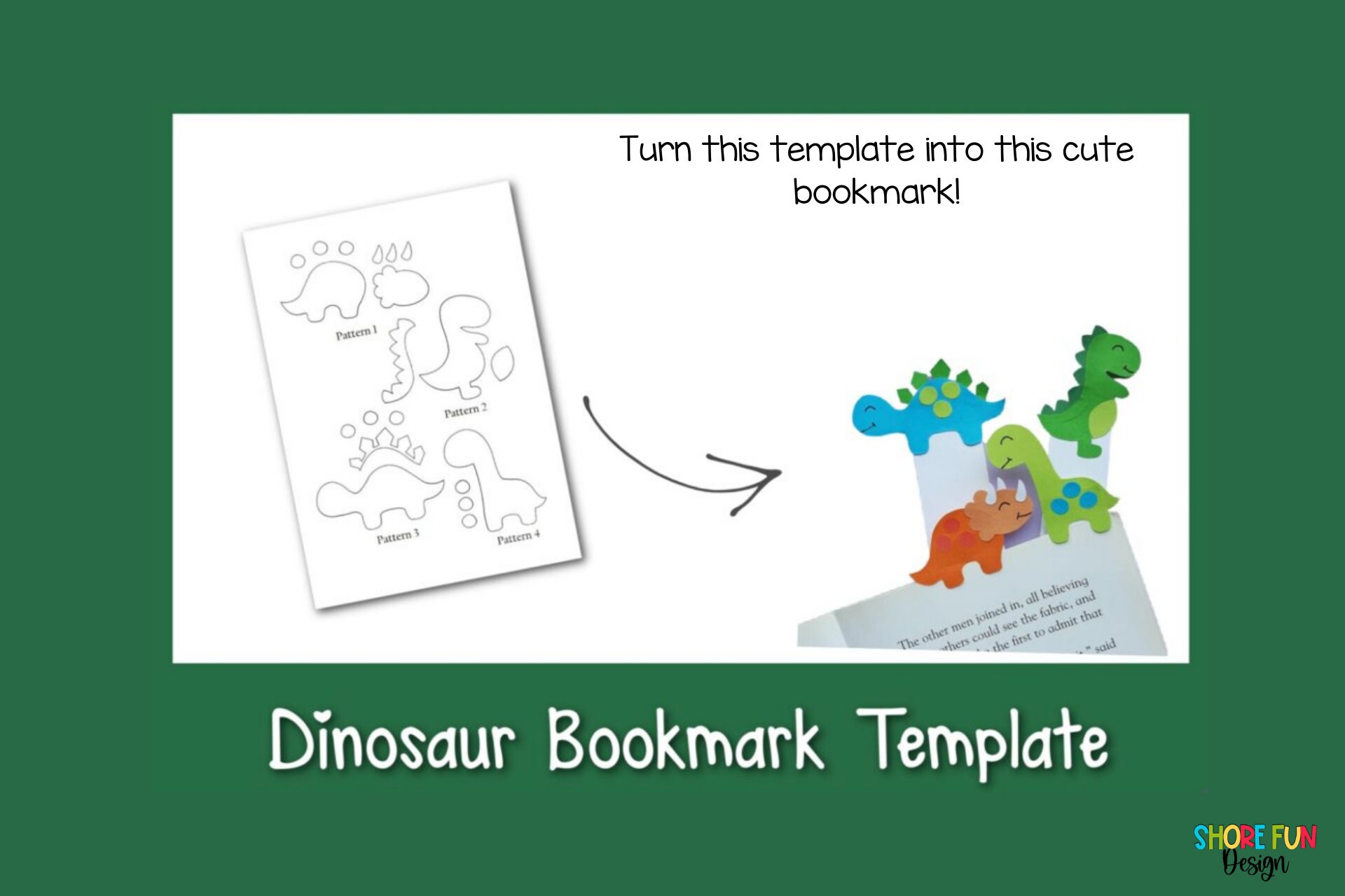 Dinosaur Bookmark Craft Template With Directions - Etsy