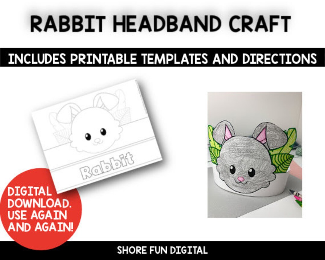 Rabbit Headband Papercraft Template With Directions - Etsy