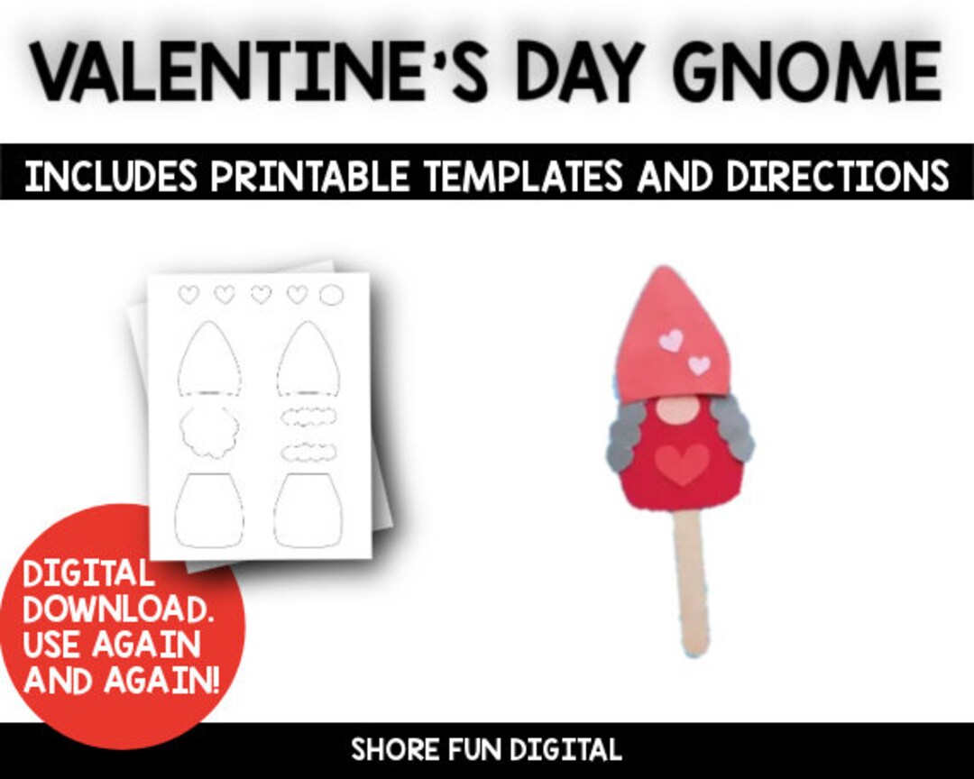 Valentine's Day Gnome Papercraft Template With Directions - Etsy
