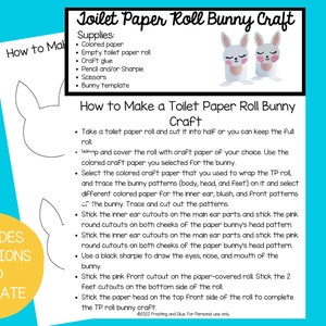 Toilet Paper Roll Bunny Craft Template With Directions - Etsy