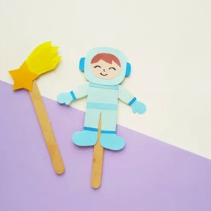 Astronaut Puppet Craft Template With Directions - Etsy