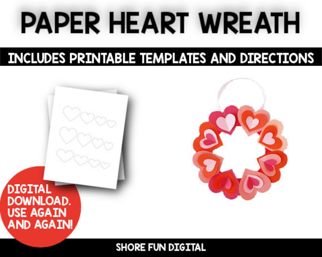 Heart Wreath Papercraft Template With Directions - Etsy