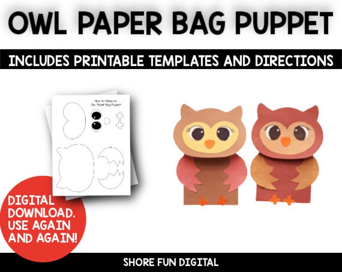 Owl Paper Craft Printable Woodland Animal Finger Puppet Kids Craft Owl ...