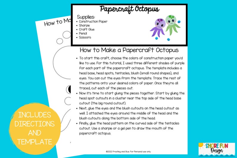 Octopus Papercraft Template With Directions - Etsy