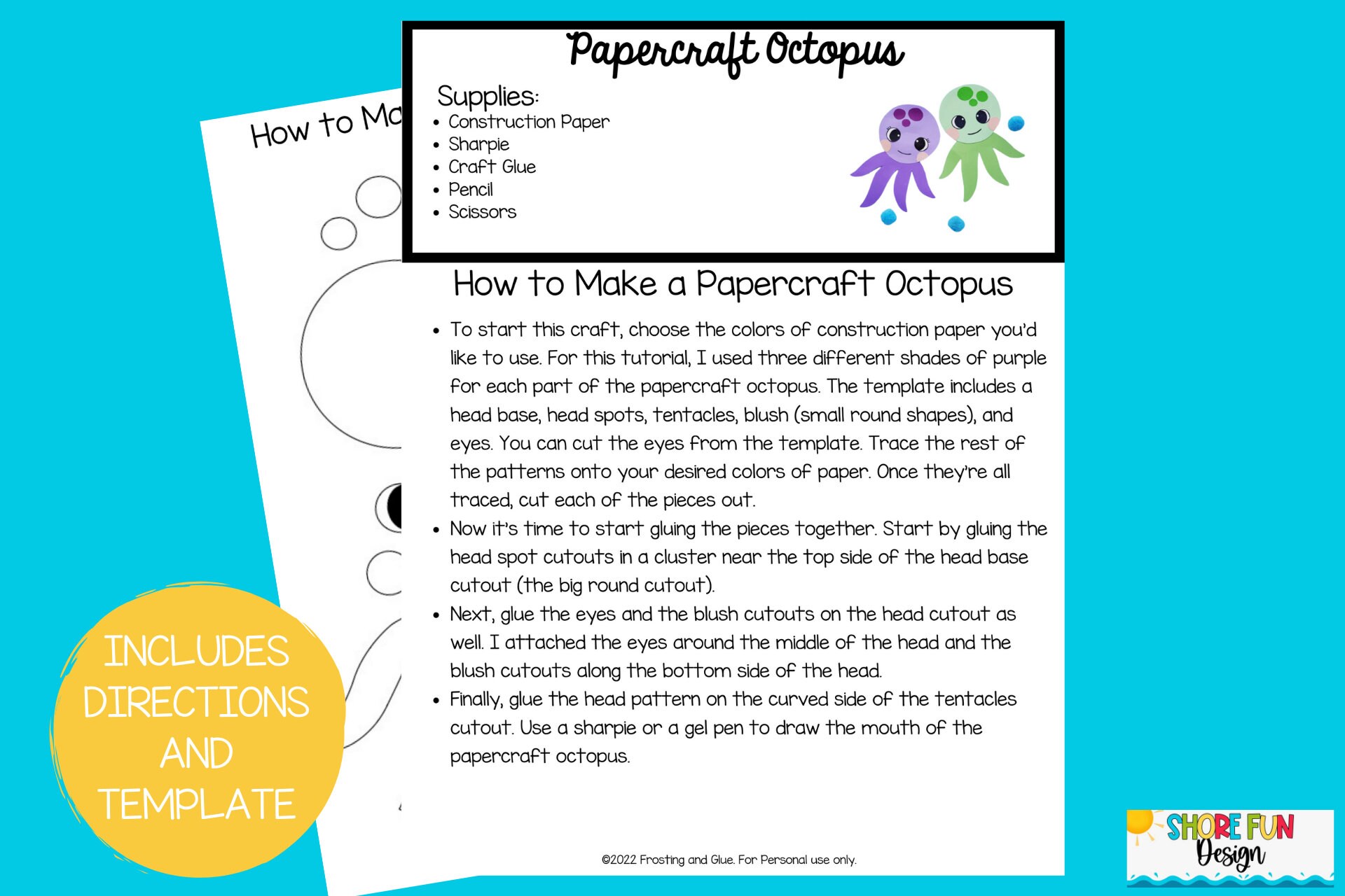 Octopus Papercraft Template With Directions - Etsy