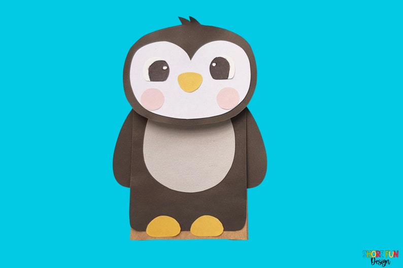 Penguin Paper Bag Puppet Craft Template With Directions - Etsy